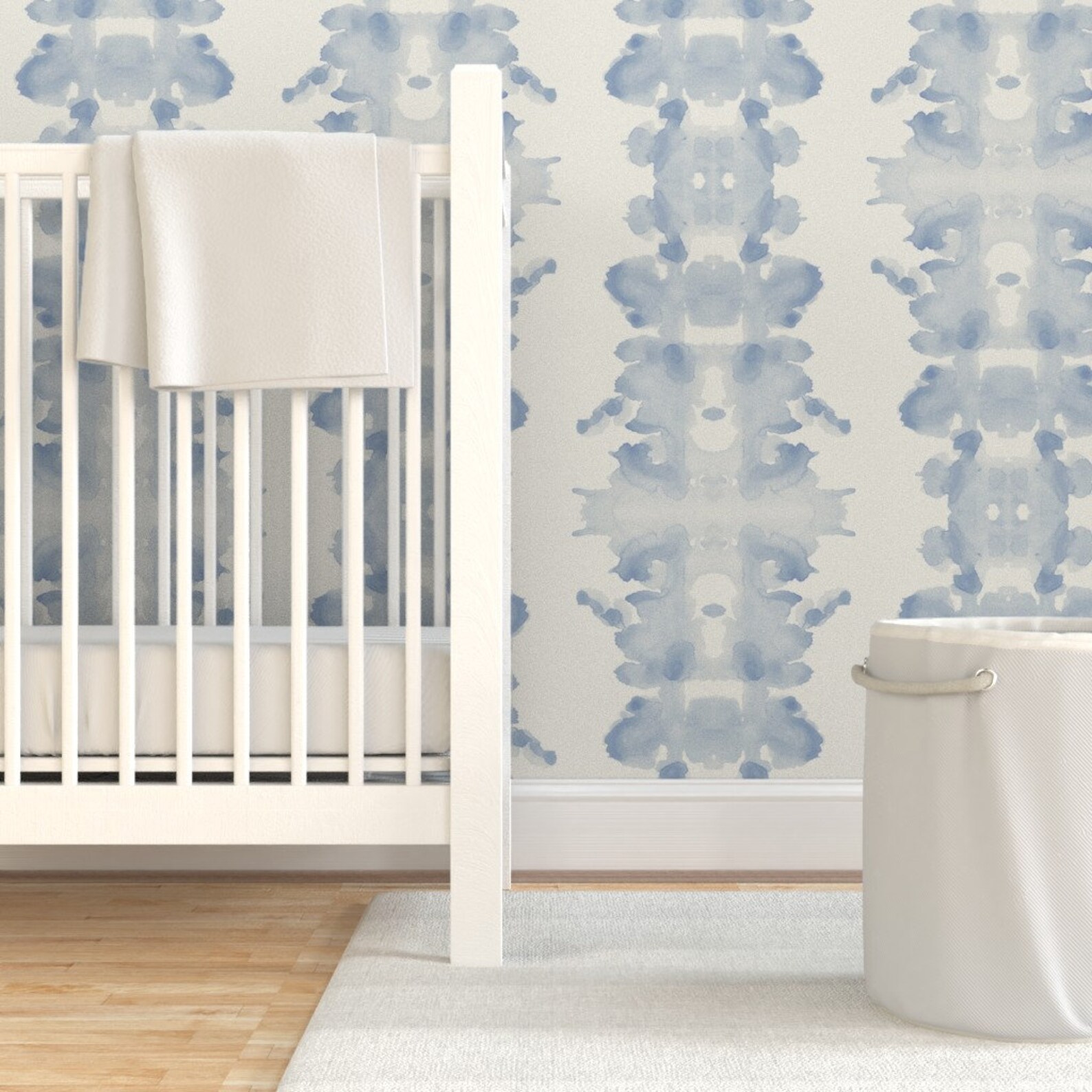 Ink Blot Wallpaper Soft Blue on Cream Double Inkblot by | Etsy