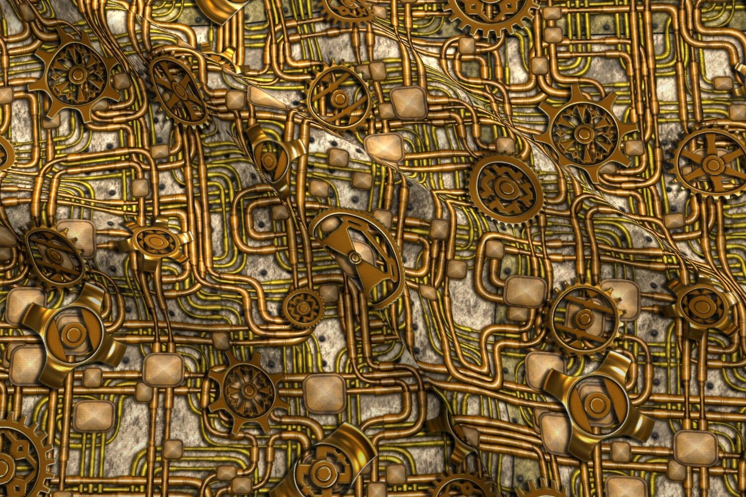 Steampunk Gears Pipes Fabric Steampunk Panel Gears And | Etsy