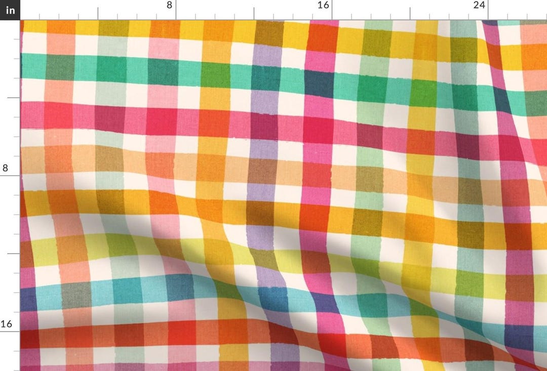 Checks Apparel Fabric - Vintage Checks Rainbow by Ceciliamok - Vintage ...
