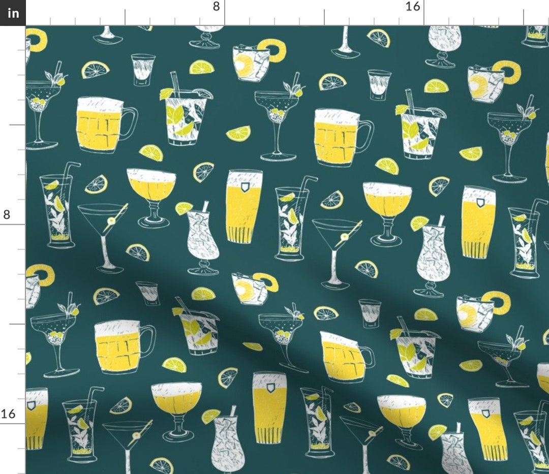 Mod Cocktail Fabric Cocktails Beer by Revista Beer and - Etsy