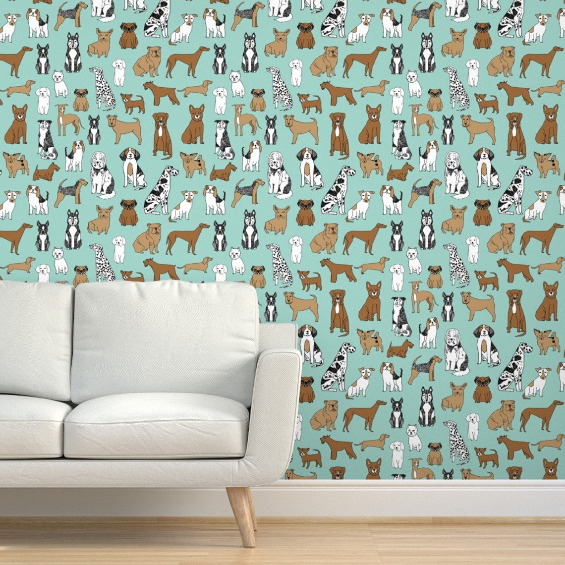 Dog Wallpaper Mint Pets Dog Breeds Print by Andrea Lauren | Etsy