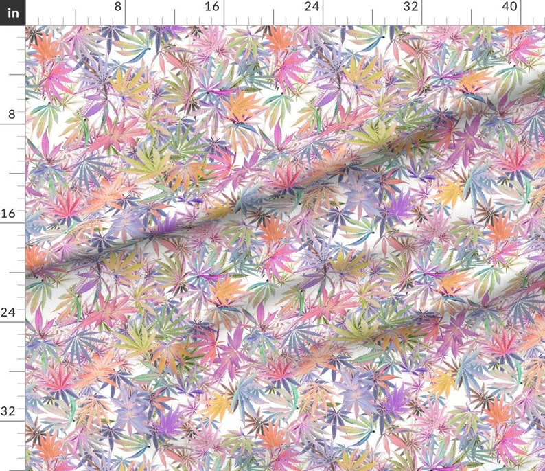 Pastel Cannabis Fabric Marijuana Leaf Glow by Camomoto - Etsy