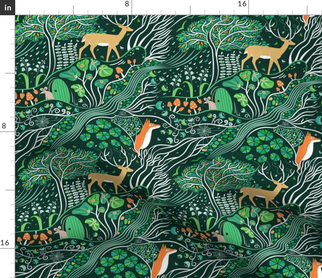 Woodland Forest Animals Fabric Magic Forest by Avisnana - Etsy
