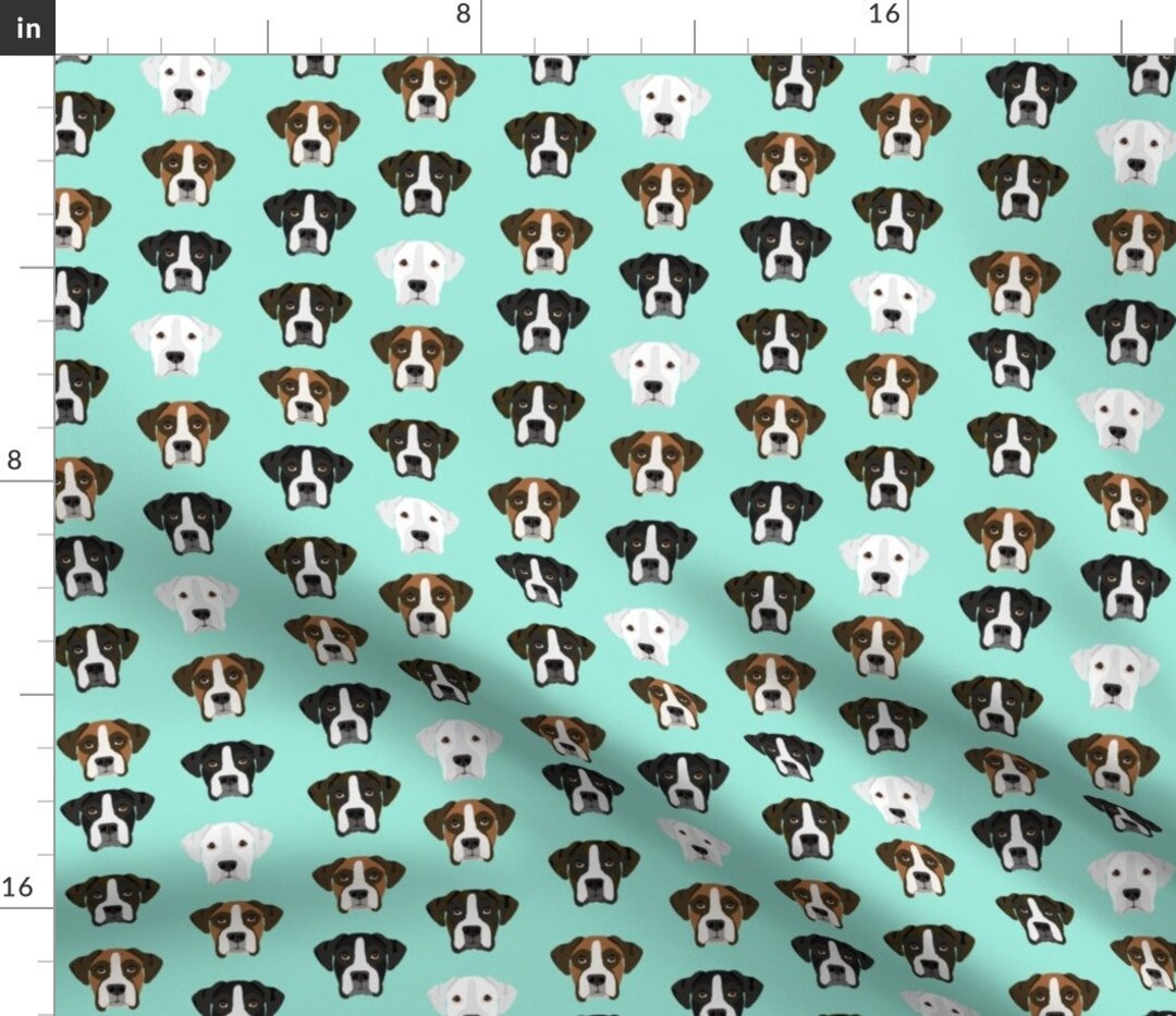 Aqua Boxer Dog Fabric Boxer Dog Fabric by Petfriendly - Etsy