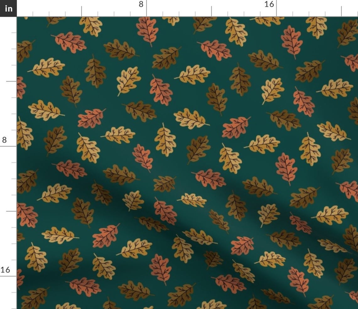 Oak Leaves Fabric Oak Leaf Fabric Autumn Leaves Fabric - Etsy