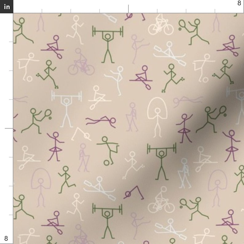 Sporty Stickmen Fabric Stick Fit Natural By Seesawboomerang | Etsy