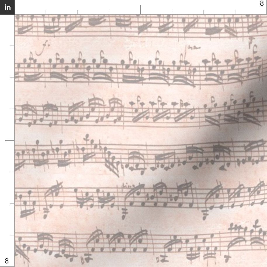 Music Notes Fabric Handwritten Sheet Music Seamless Grey On | Etsy