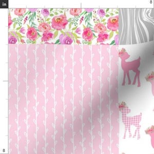 Pink Cheater Quilt Extra Wide Sateen Fabric Wholecloth Fawn Baby Deer ...