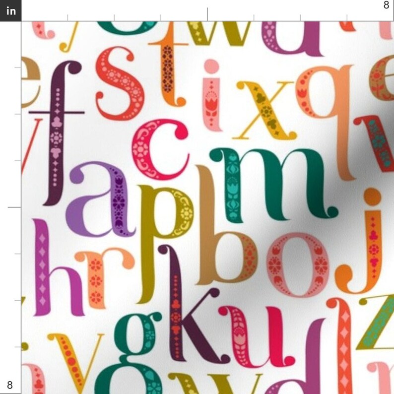 Alphabet Fabric Fairytale Folk Alphabet Sherbet By | Etsy