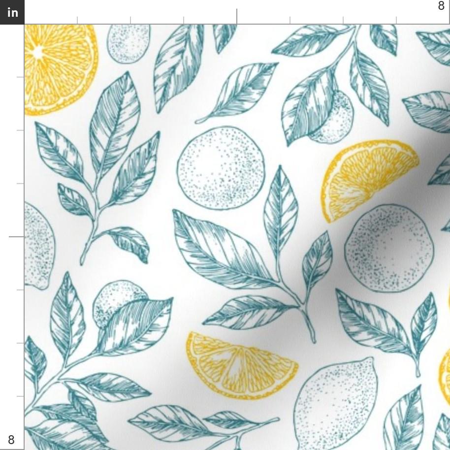 Citrus Fabric -citrus Summer by Adehoidar- Citrus Fruit Yellow Lemon ...