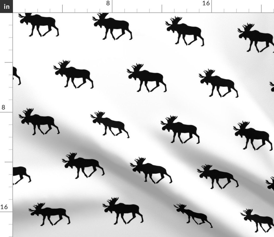 Moose Fabric Moose / B&W Custom Fabric by Little Arrow Design Moose ...