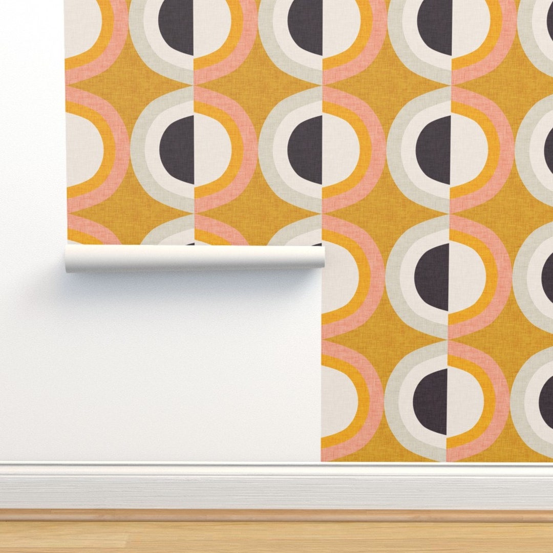 Mid Century Modern Wallpaper New Mid Mod Yellow by - Etsy