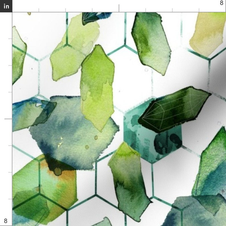 Watercolor Jade Fabric Watercolor Jade Hexagons by | Etsy