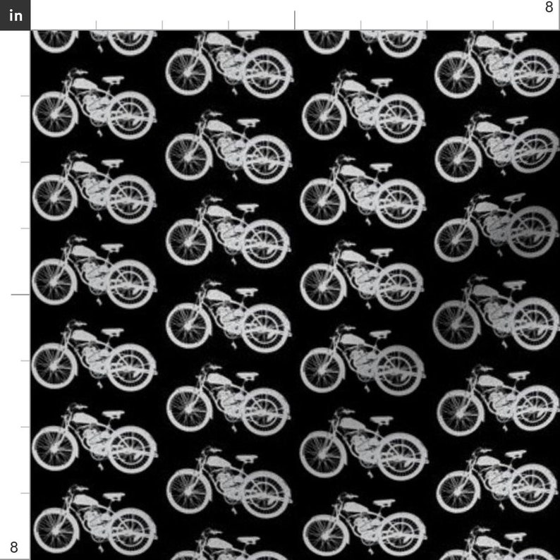 Motorcycle Fabric Fabric 2 Vintage Motorcycles // Grey - Etsy