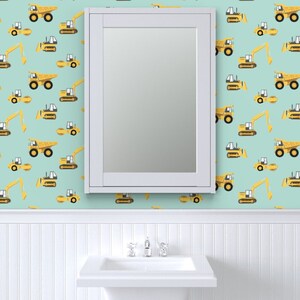 Digger Wallpaper Construction Trucks by Littlearrowdesign - Etsy