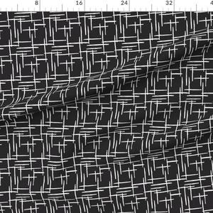 Black and White Abstract Fabric Geometric Black and White Grid Fabric ...