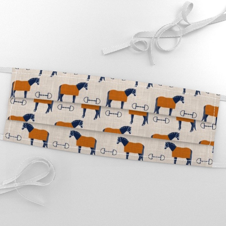 Equestrian Horse Blanket Fabric Bits and Blankets Orange and | Etsy