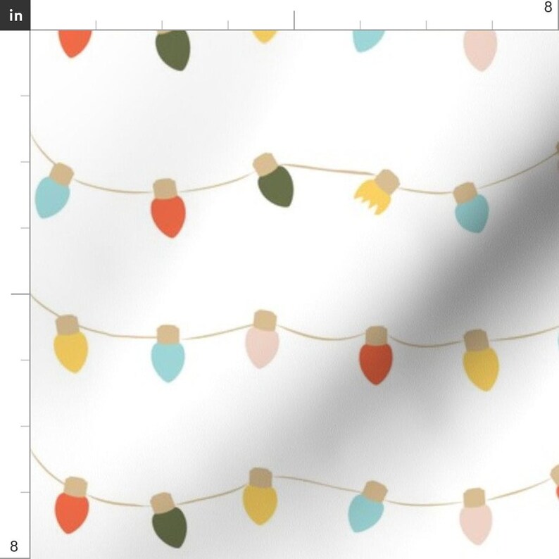 Retro Christmas Fabric Retro Twinkle Lights large by | Etsy