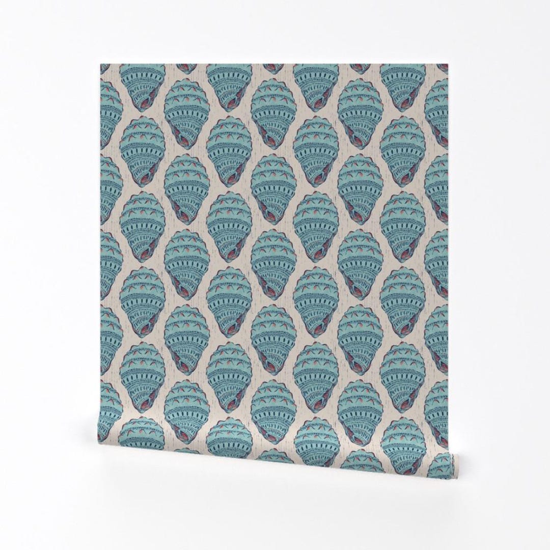 Blue Seashell Removable Peel and Stick Wallpaper - Coastal Chic Ocean ...