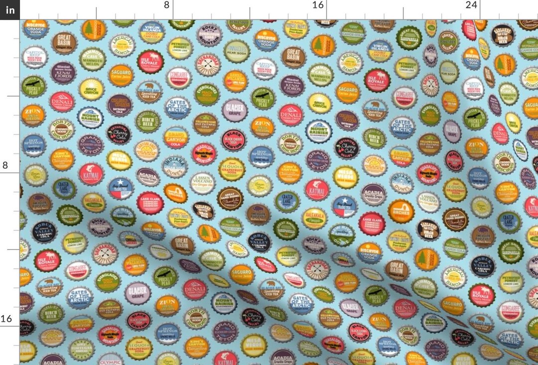 Bottle Caps Fabric - Soda Nation (blue Raspberry) || Bottle Cap ...
