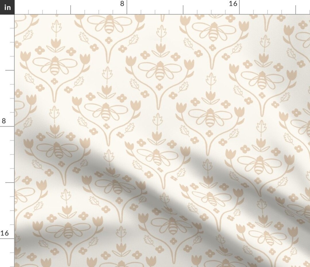 Neutral Bees Fabric Bee Vine by Hufton_studio Honeybees Garden Spring ...