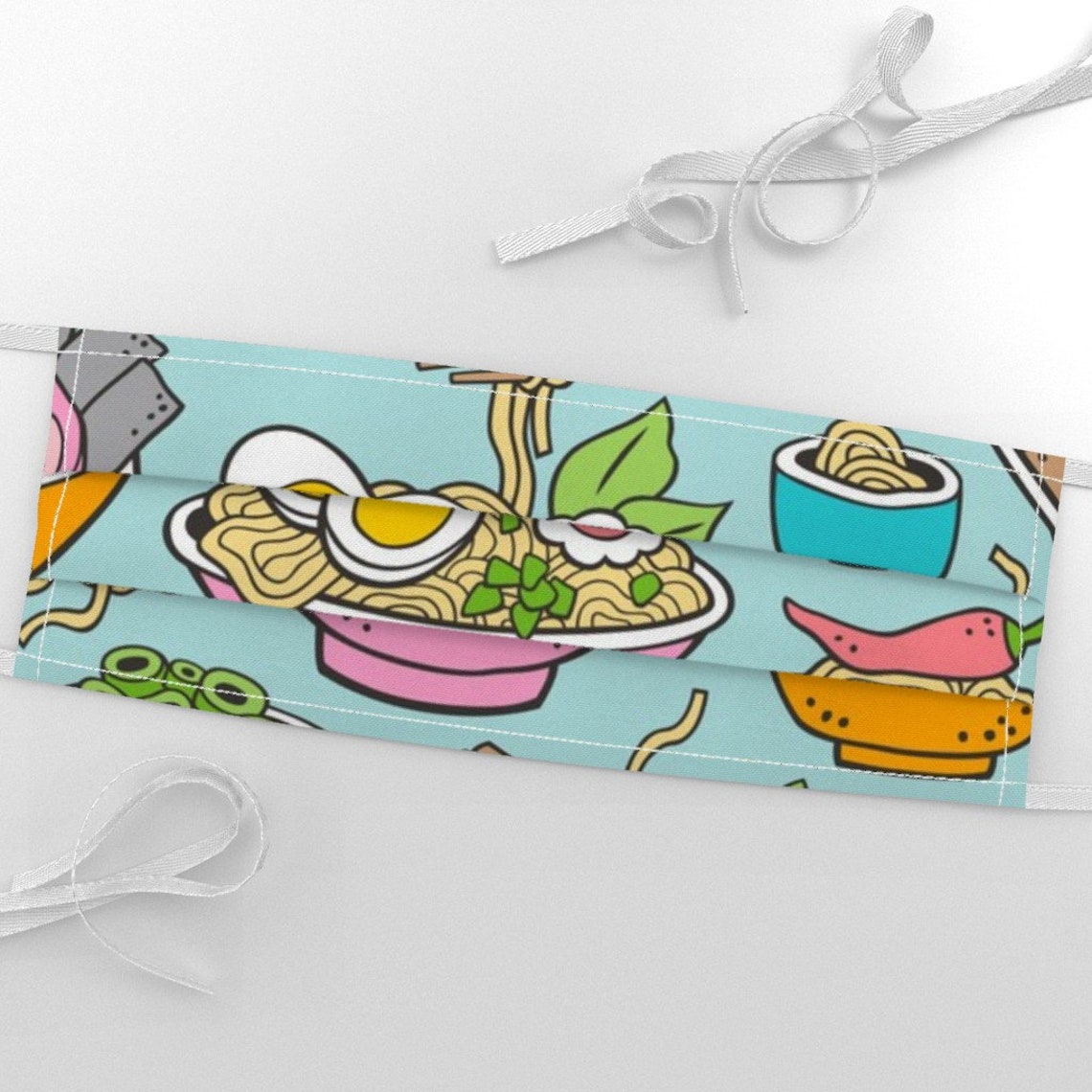 Noodles Fabric Noodles Ramen Food on Blue Large by Caja | Etsy