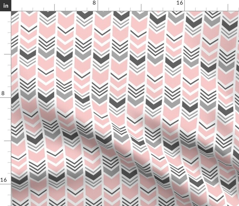 Pink Chevron Fabric Chevron Pink and Grey by - Etsy