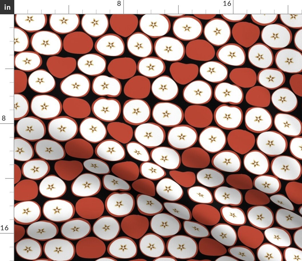 Mod Apples Fabric Mackintosh Apples by Lellobird Red Black | Etsy