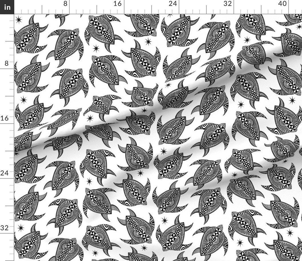Tapa Fabric Turtle Tapa By Spellstone Tapa Tribal Print | Etsy