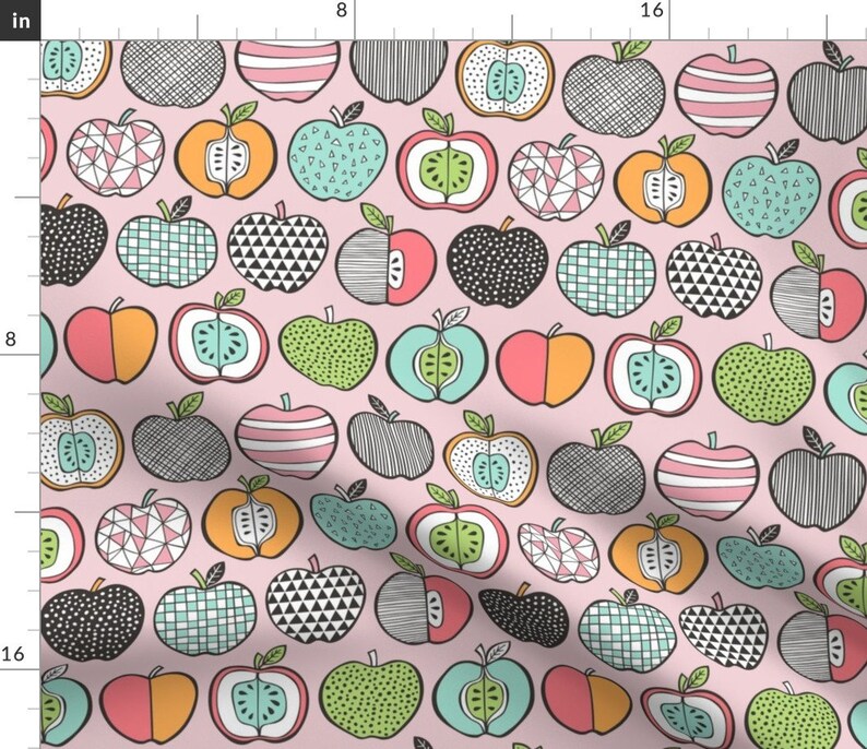 Apple Fabric Geometric Abstract Apples by Caja Design - Etsy