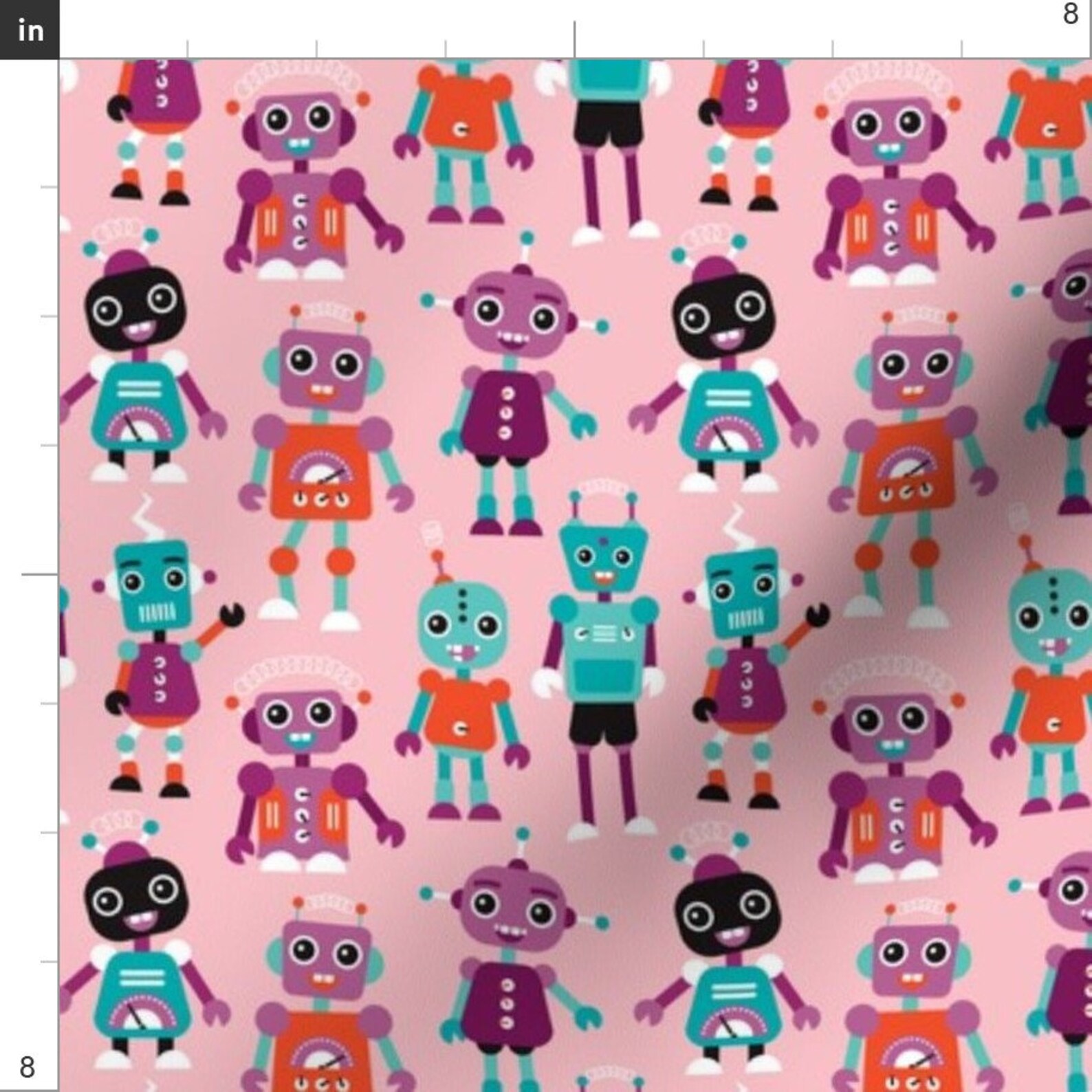 Girly Cyborg Fabric Cool Colorful Robots for Girls by - Etsy