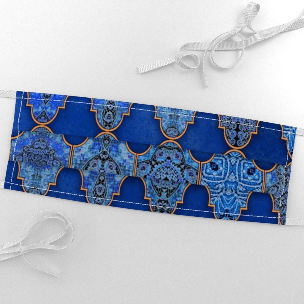 Blue Moroccan Tiles Fabric Marrakesh2 by Snarets Marrakesh - Etsy