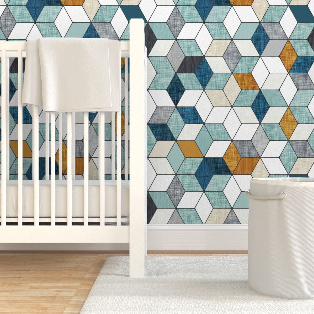 Modern Geometric Hexagon Wallpaper Hexo by Nouveau Bohemian - Etsy