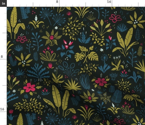 Tropical Botanical Fabric Dark Tropic by Caleb Luke Lin - Etsy