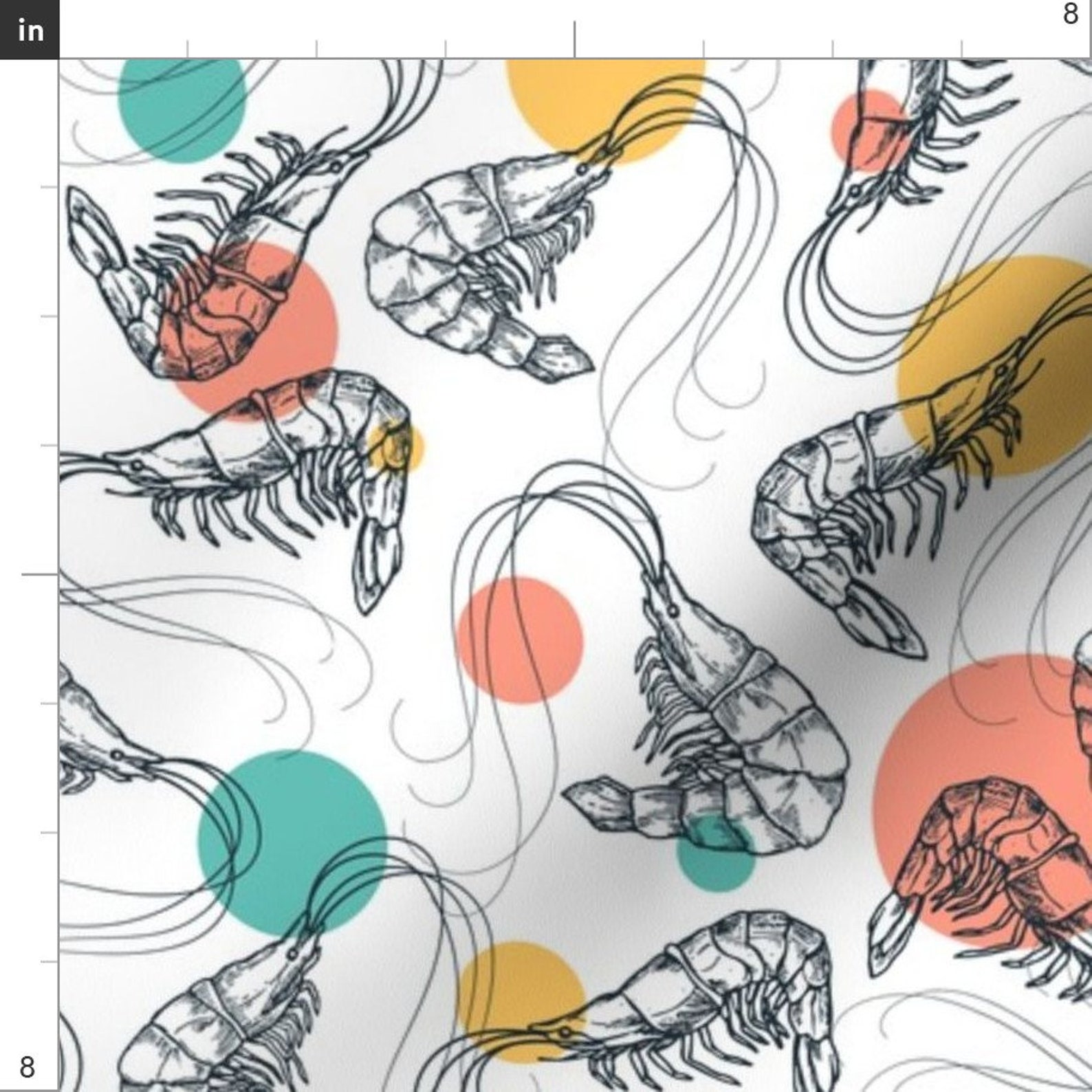 Festive Shrimp Fabric Fun Shrimp by Adehoidar Whimsical - Etsy