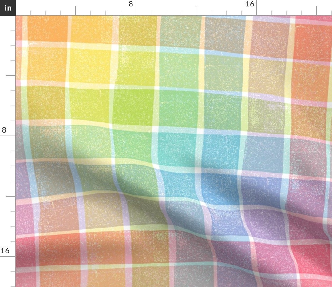 Pastel Rainbow Fabric Rainbow Gingham Checks by - Etsy