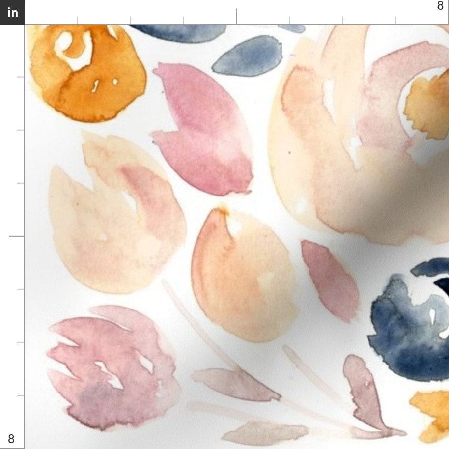 Watercolor Floral Print Brown Fabric Soft Floral Fall | Etsy