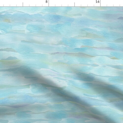 Beach Watercolors Turquoise Green Blue Ocean Water Fabric Give - Etsy