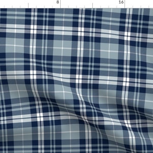 Fall Plaid Fabric Fall Plaid Navy Rustic Woods Blue White by ...
