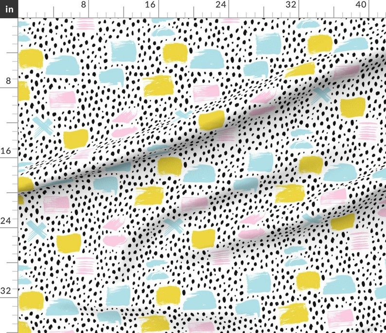 Modern Memphis Style Fabric Strokes Cross Spots Abstract | Etsy