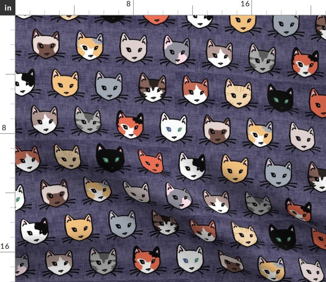 Kitty Cats Fabric Cats Diversity by Pond Ripple Cats Cotton Fabric by ...