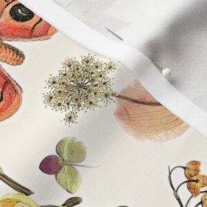 Moth Butterfly Extra Wide Sateen Fabric Botanical Insects Natural Boho ...