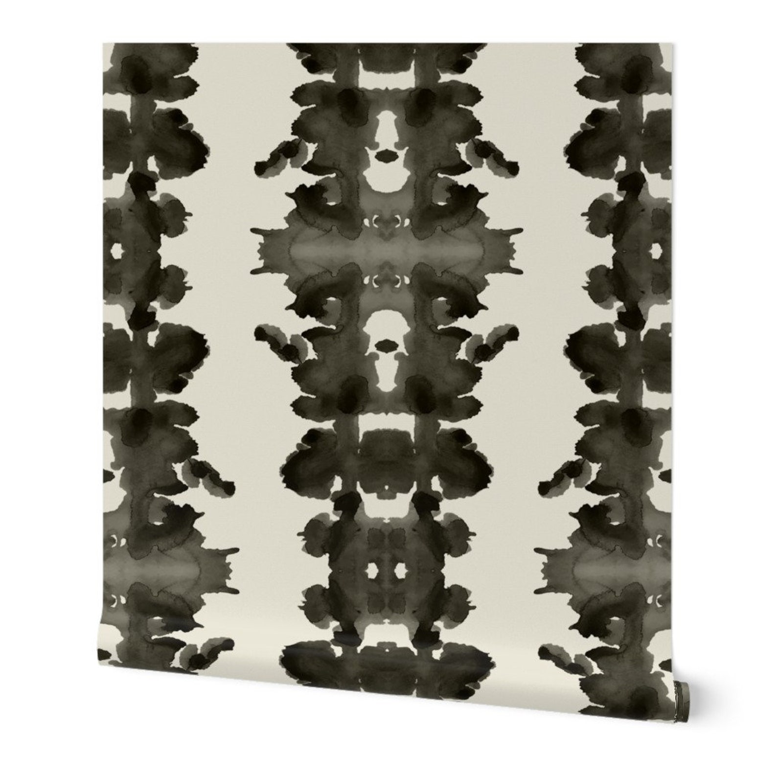 Ink Blot Wallpaper Soot on Cream Double Inkblot by Danika - Etsy