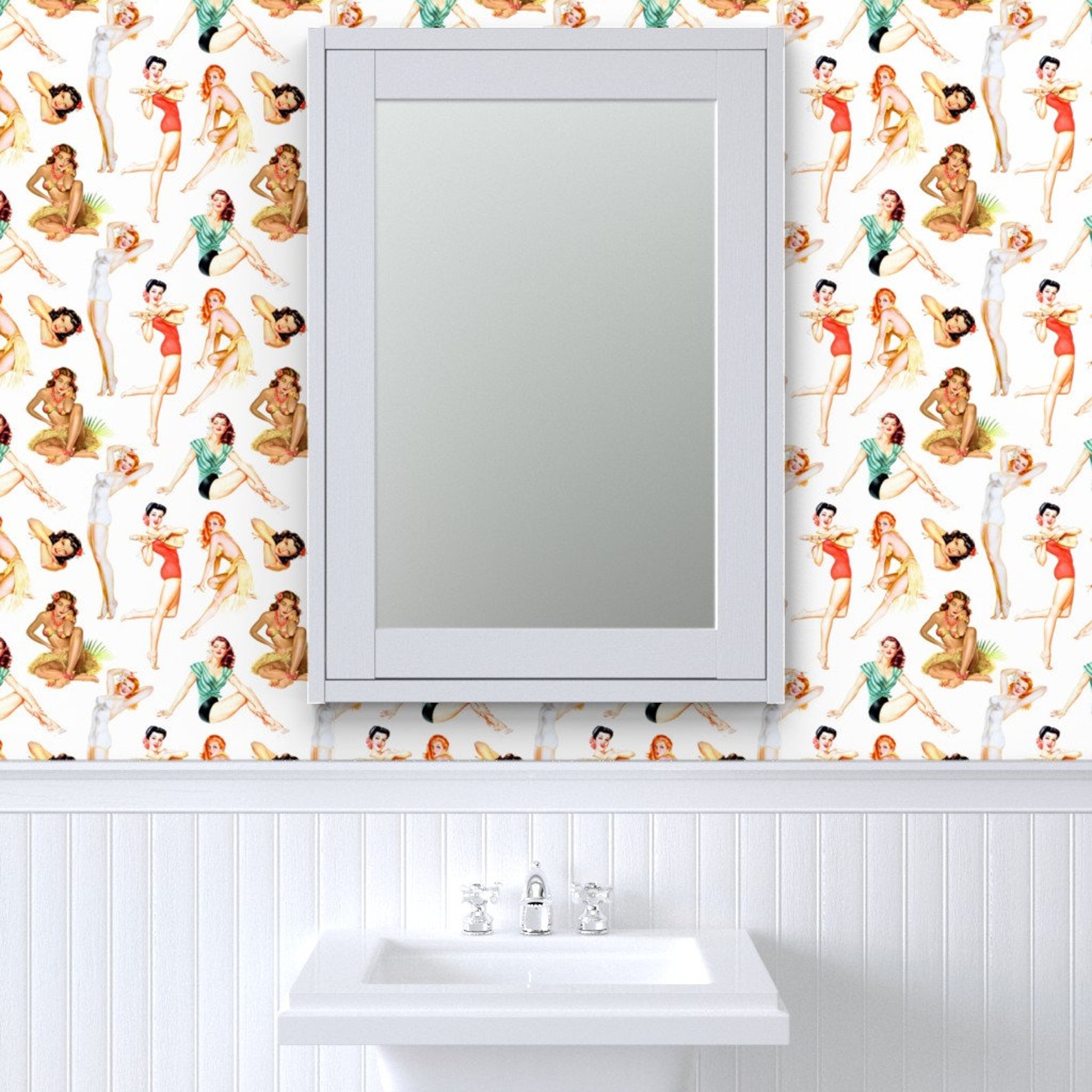 Pinup Wallpaper Tropical Pinup Girls by Elliottdesignfactory - Etsy