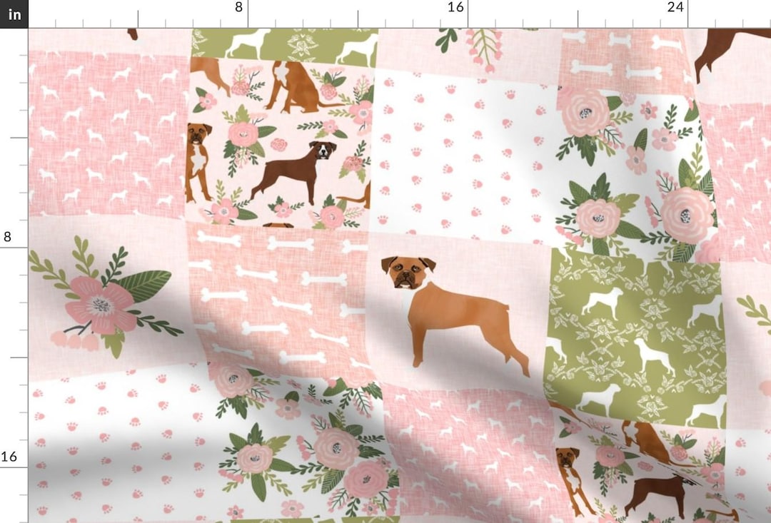 Boxer Dog Fabric - Boxer Pet Quilt D Dog Breed Nursery Cheater Quilt ...