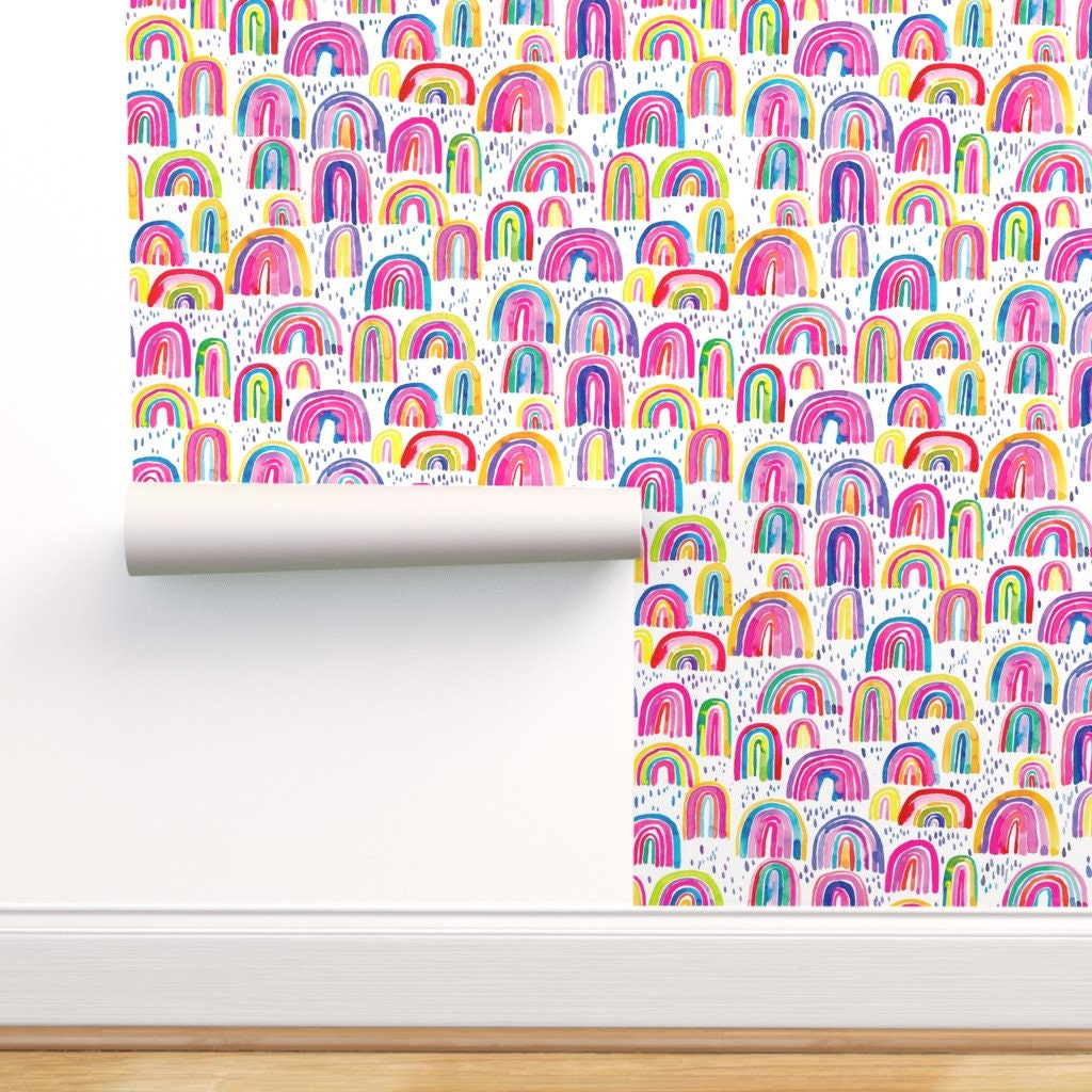 Rainbow Wallpaper Rainbow Design By Ninola-Design Kid | Etsy
