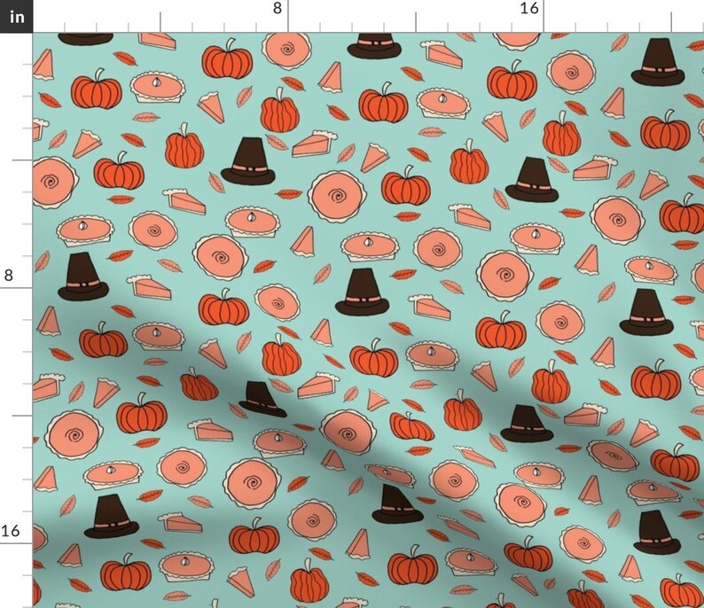 Pumpkin Fabric Pumpkin Pies / Mint Pumpkin Pie Kitchen - Etsy