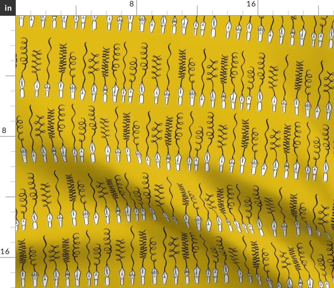 Calligraphy Fabric Writing Nibs Mustard by Kristinnohe Mustard Yellow ...