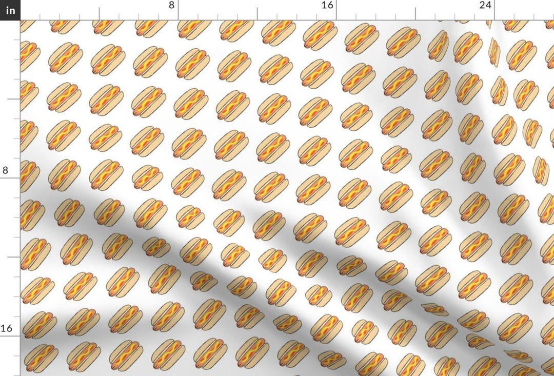 Hot Dog Fabric Tiny Hot Dogs on White by Tarareed Hot Dog Novelty Food ...
