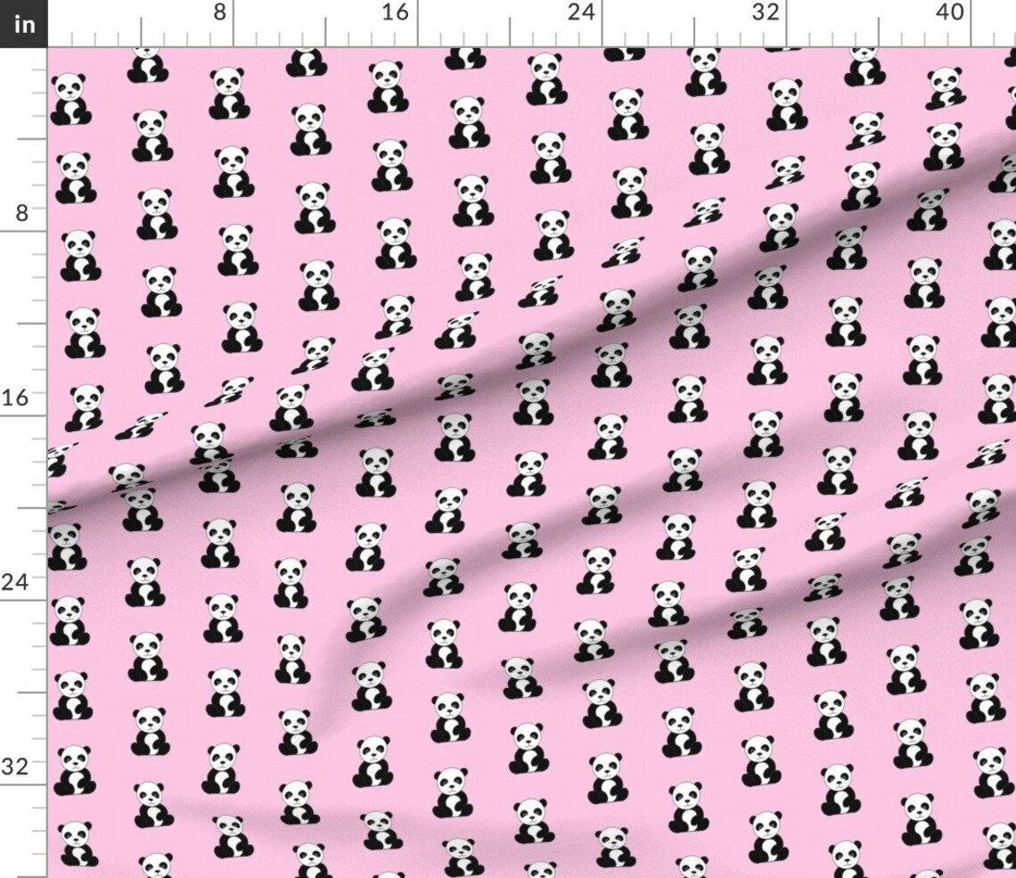 Pink Panda Fabric Pandas on Pink by Sugarpinedesign Baby - Etsy